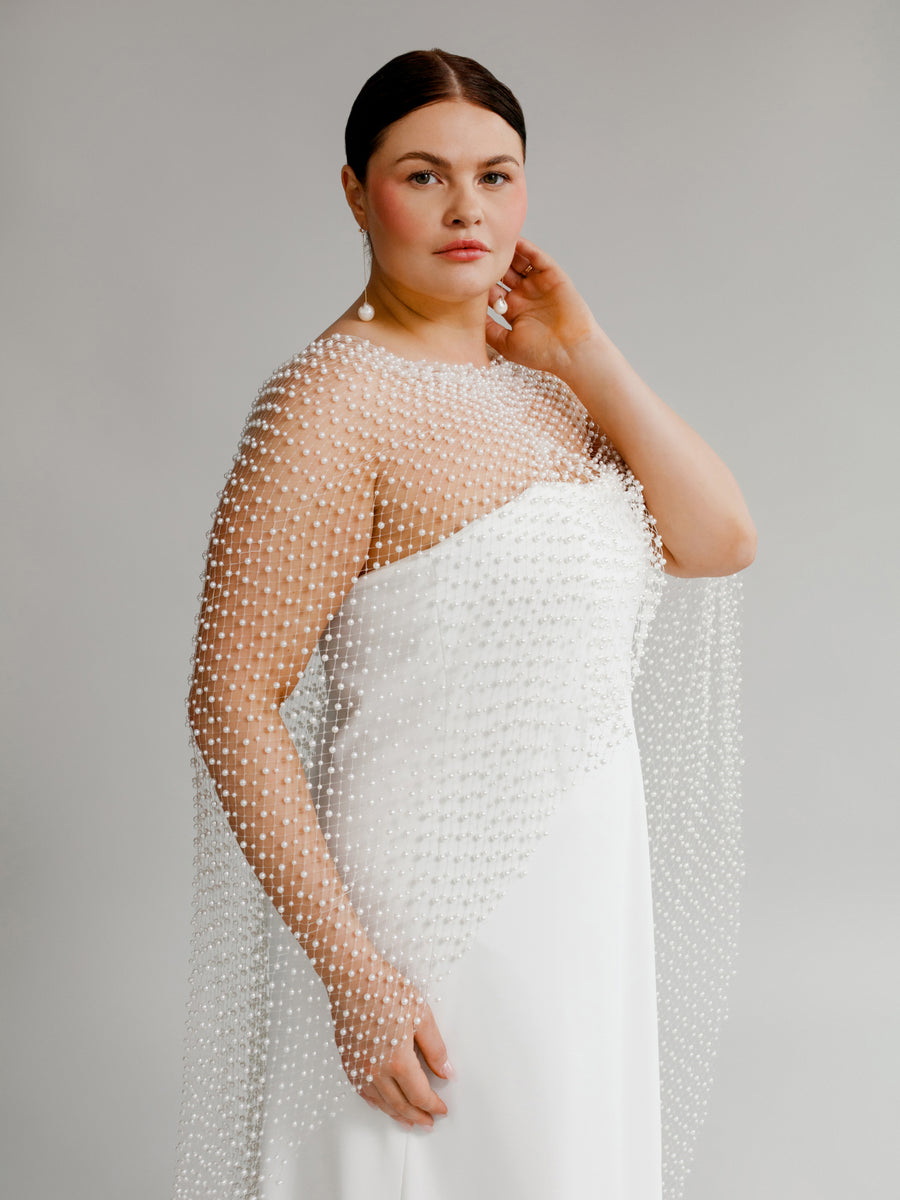 Pearl Cape : A romantic bridal cape made from delicate pearl netting ...